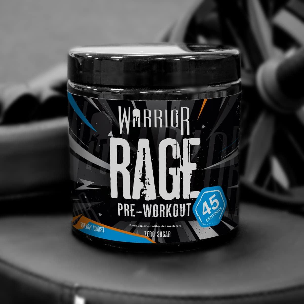 Warrior Rage Pre-Workout Powder 392g - Energy Burst Supplement with ...