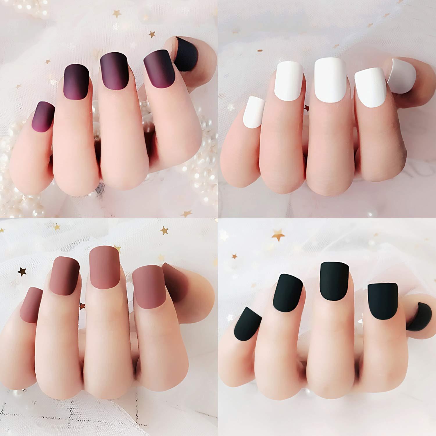 480 Pieces 20 Colors Short Square Matte False Nails | Full Cover Fake ...