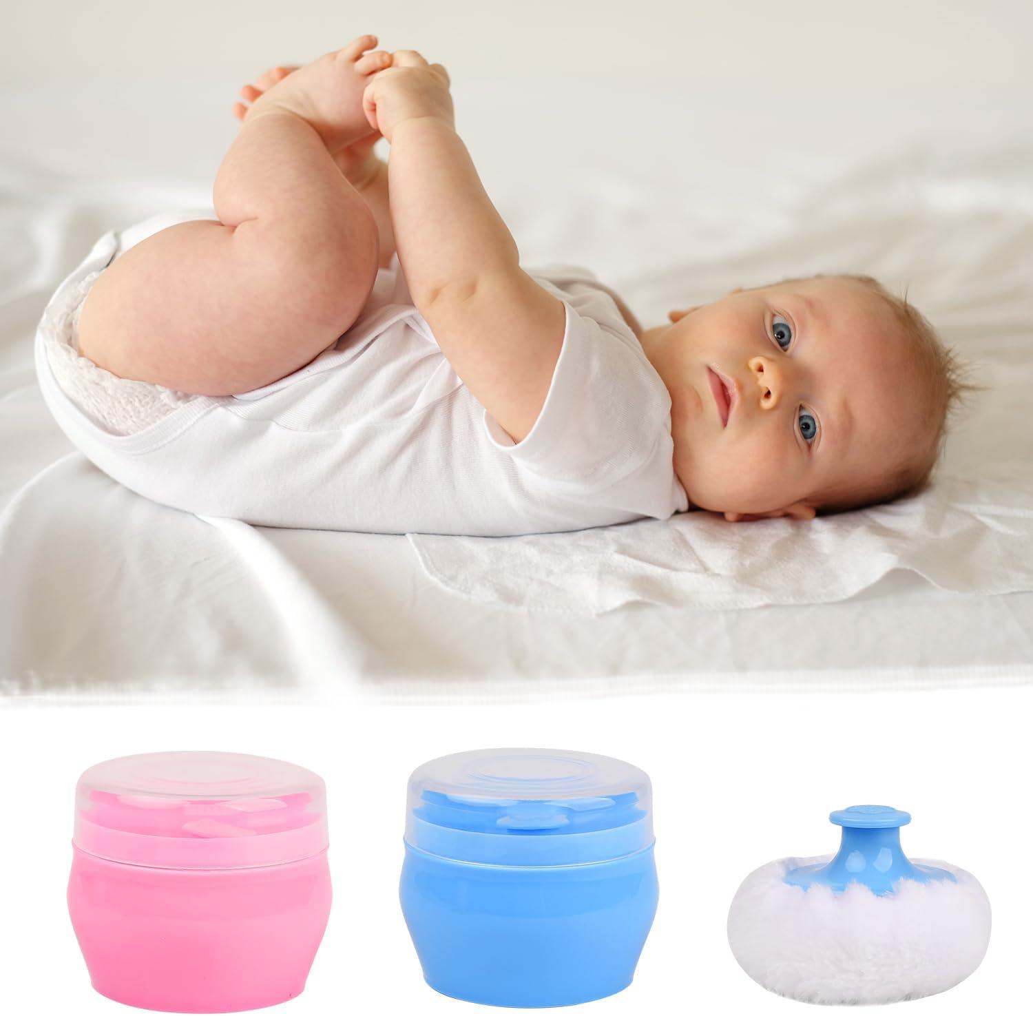 JNAWA Baby Powder Puff Box Drum - 2 Piece Set | Portable Sponge Body ...
