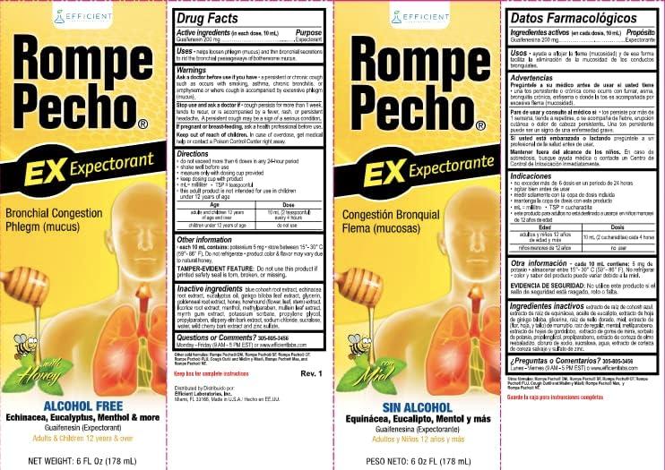 Rompe Pecho EX (Expectorant) 6oz - Cold & Cough Syrup Yellow Ex 6 Ounce
