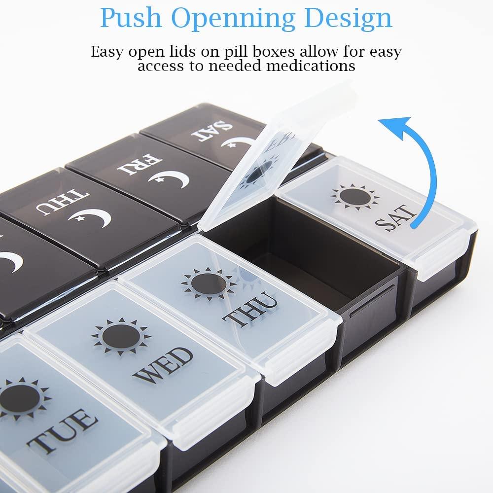 ADBEIS Weekly Pill Organizer 2 Times a Day | 7 Day AM PM Pill Box with ...