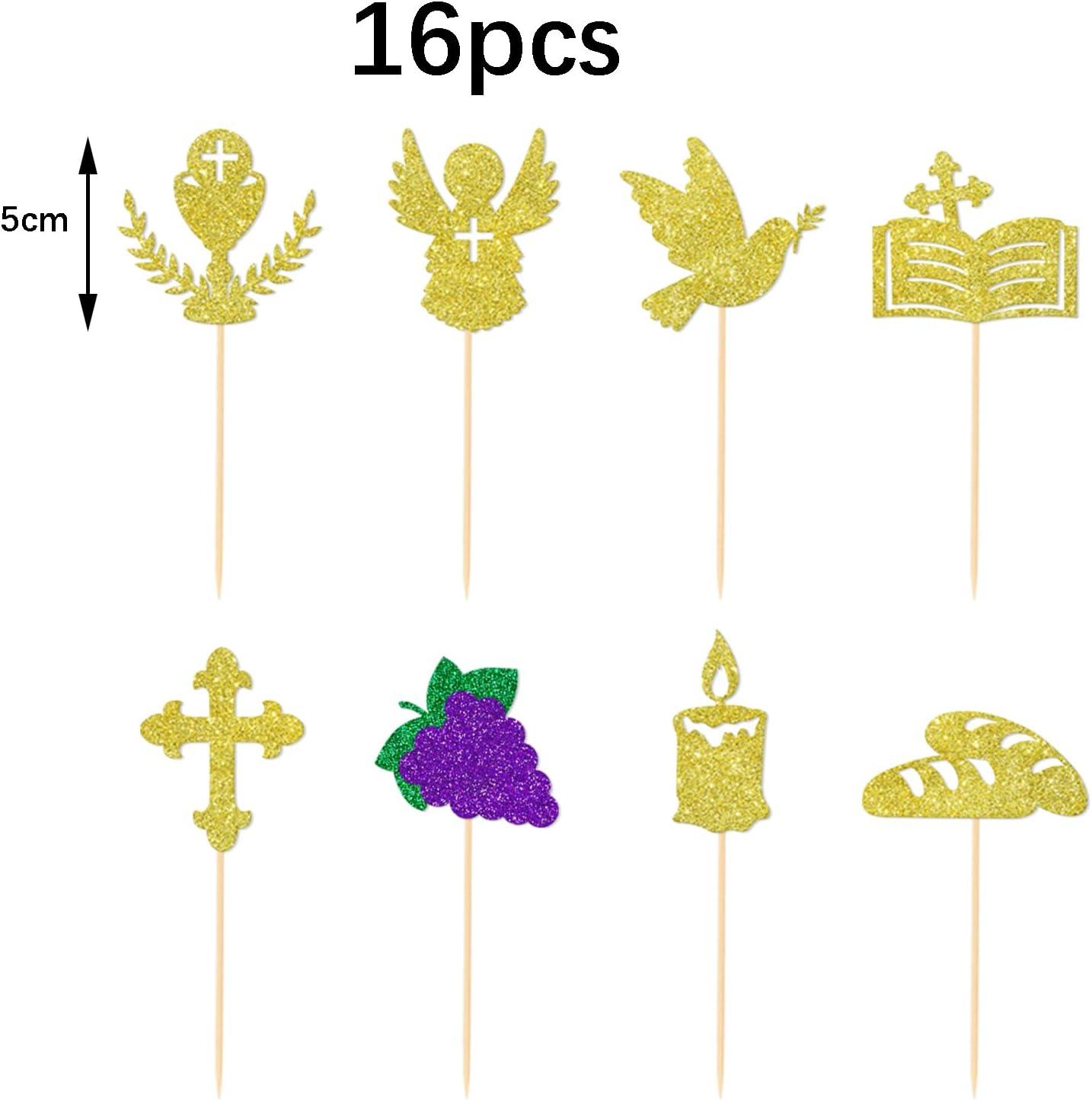 16 PCS First Holy Communion Cake Topper Cake Toppers Baptism ...