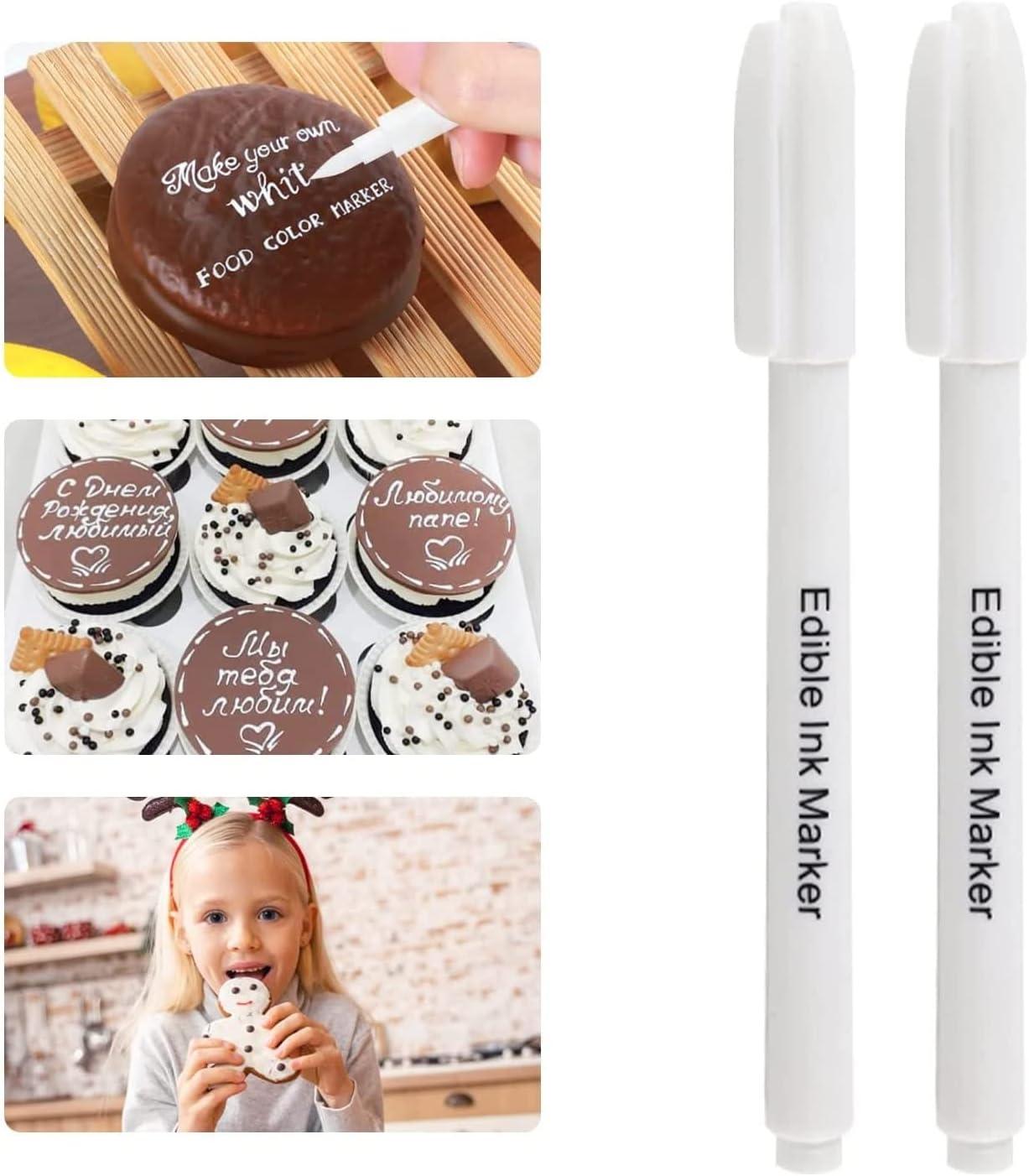 White Edible Markers 2Pc Food Coloring Markers Double Sided Food ...