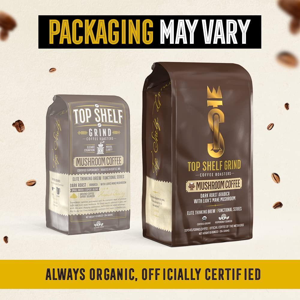 Organic Lions Mane Mushroom Coffee Ground Dark Roast for Focus & Memory ...