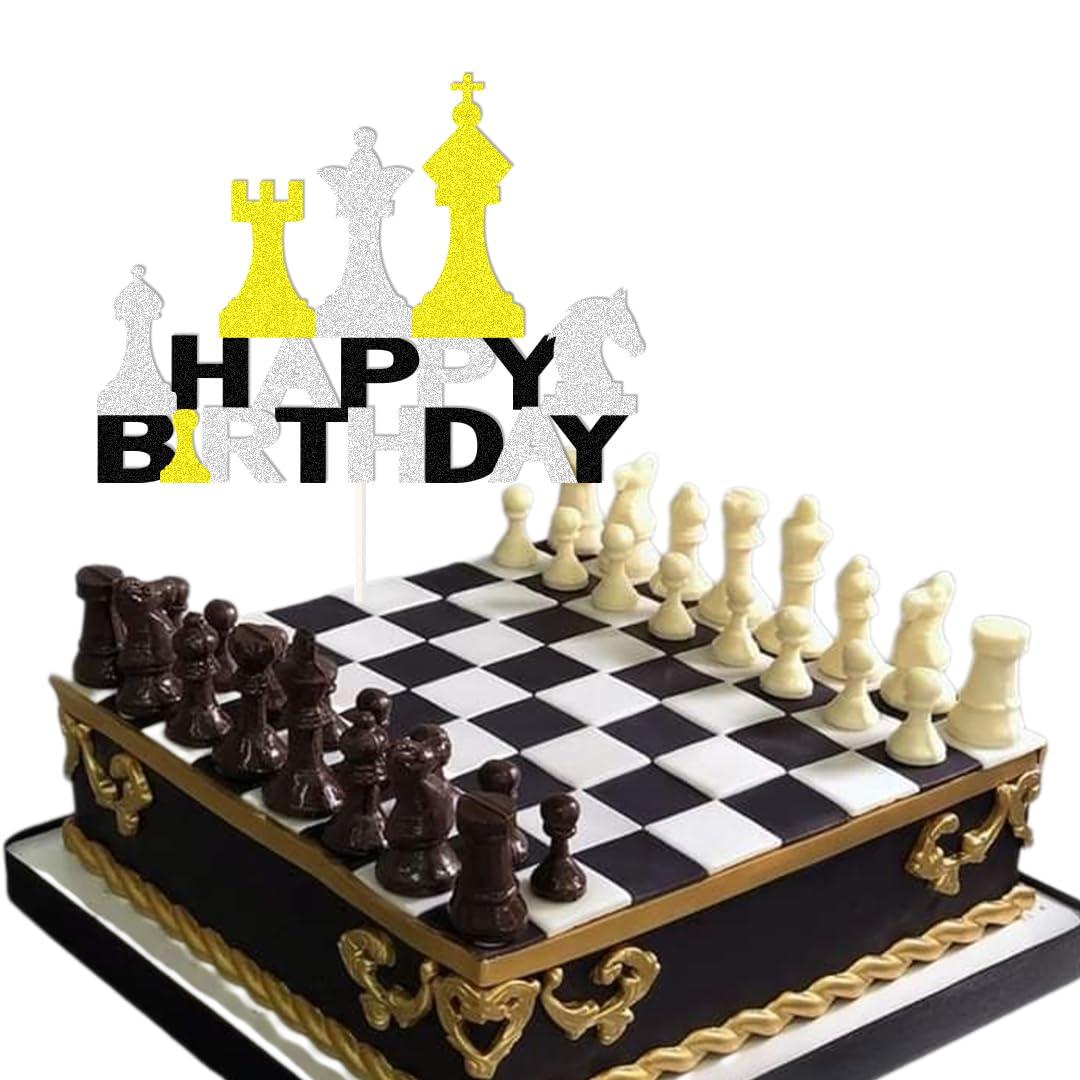 ChoJoy Chess Cake Topper Chess Birthday Decoration with Chess for Chess Themed Birthday Party ...