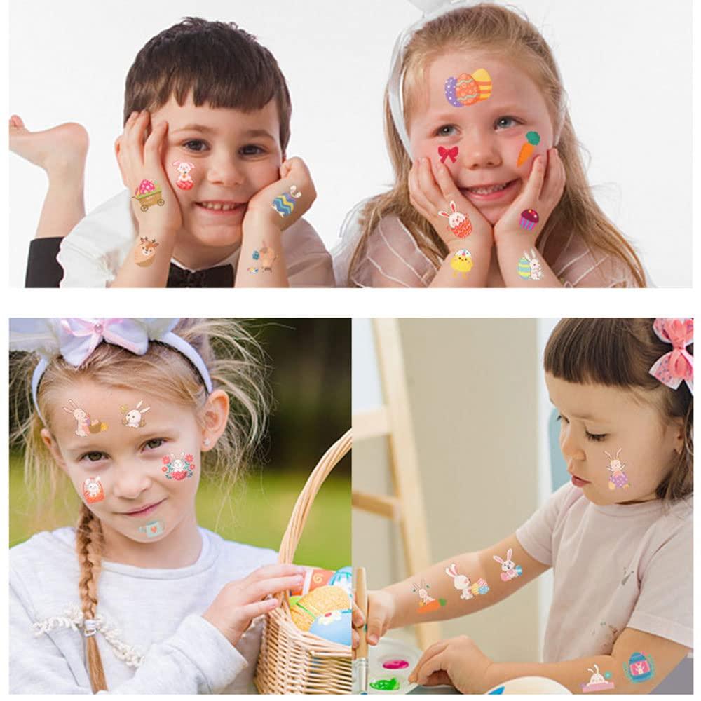 Easter Temporary Tattoos Set - Eggs, Rabbit, Carrot Bunny Designs ...