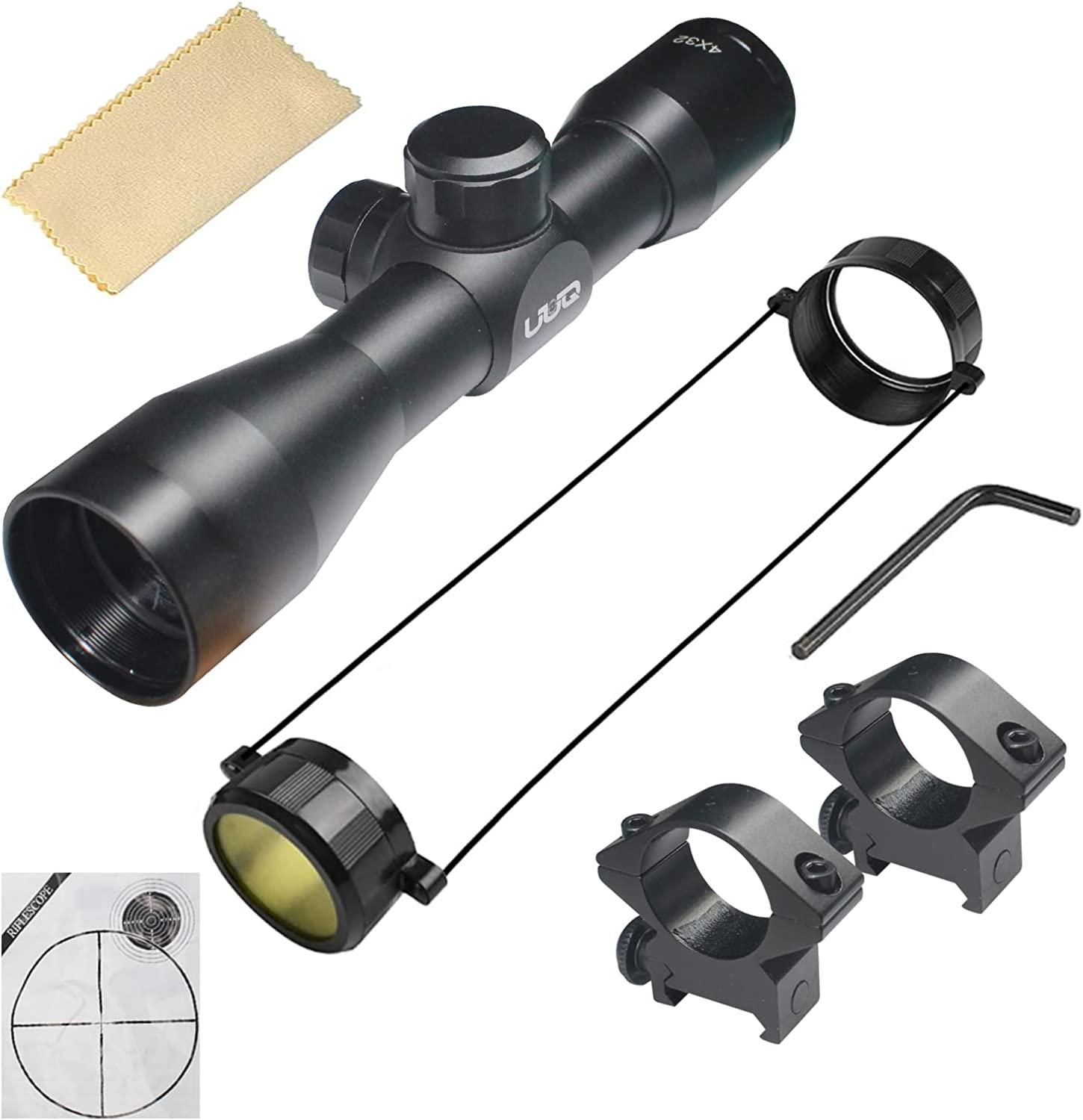 UUQ Tactical 4X32 Compact Scope with Rangefinder Reticle and Ring ...