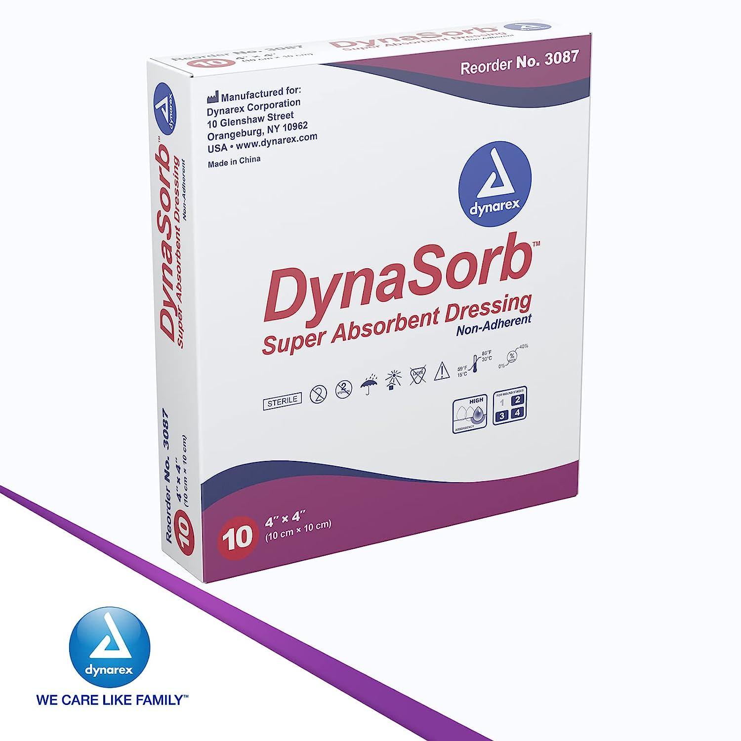 Dynarex DynaSorb Super Absorbent Dressings 4x4 | Sterile Wound Care ...