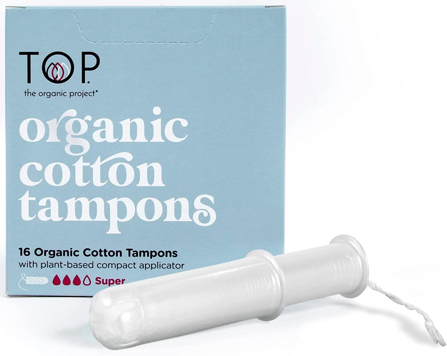 TOP Organic Cotton Tampons with Plant Based Applicator - Unscented, Dye ...