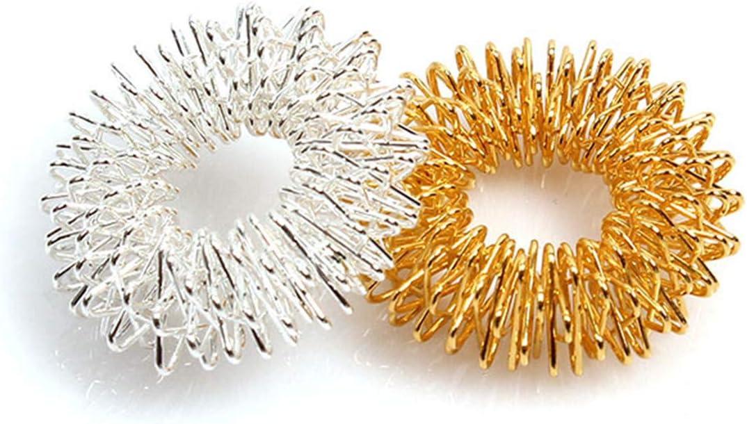 Winwinfly Acupressure Ring - Silver Finger Massage Ring for Stress ...