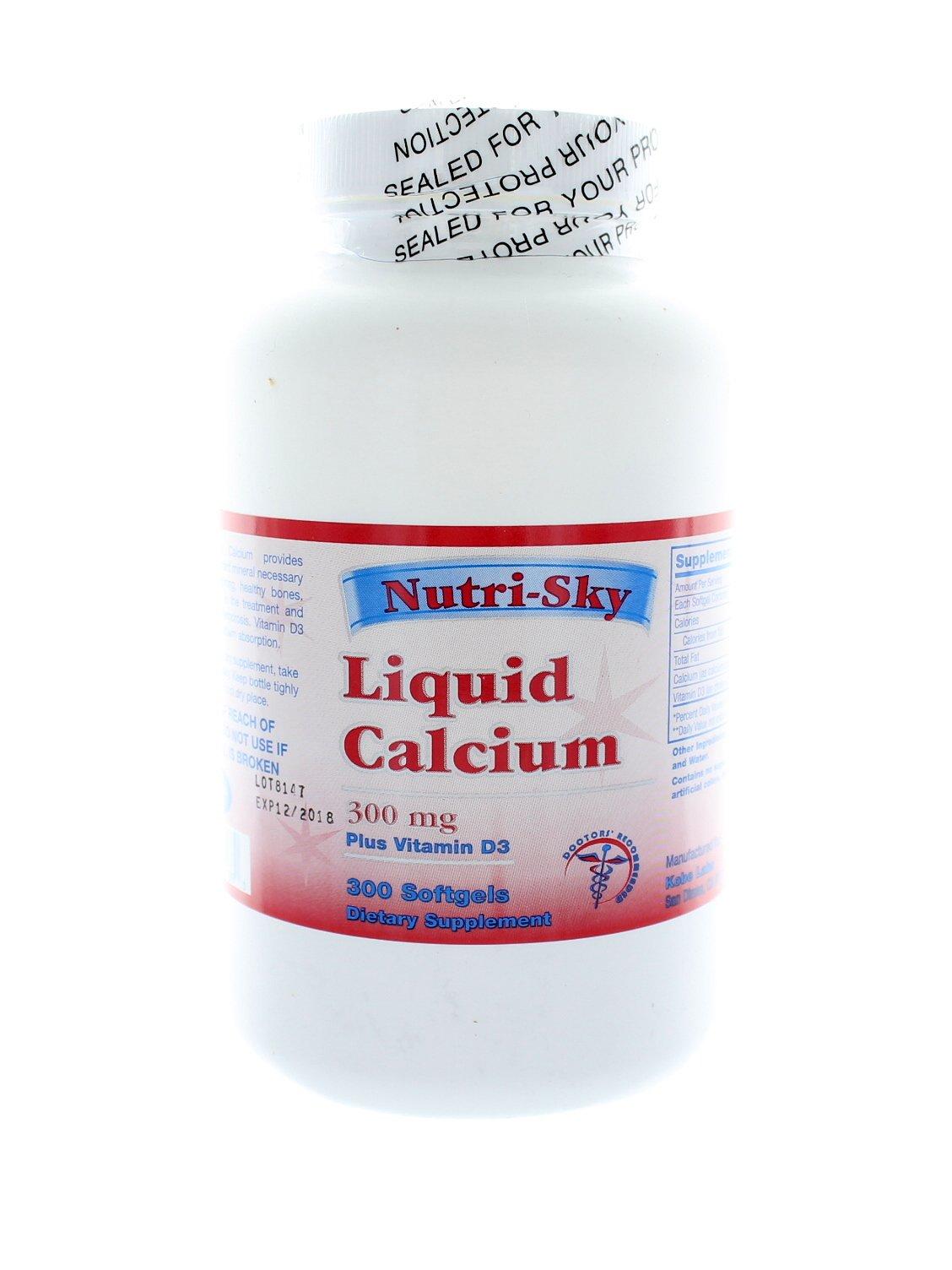 Nutri-sky Liquid Calcium 300mg - 300 Softgels | High Absorption Calcium ...