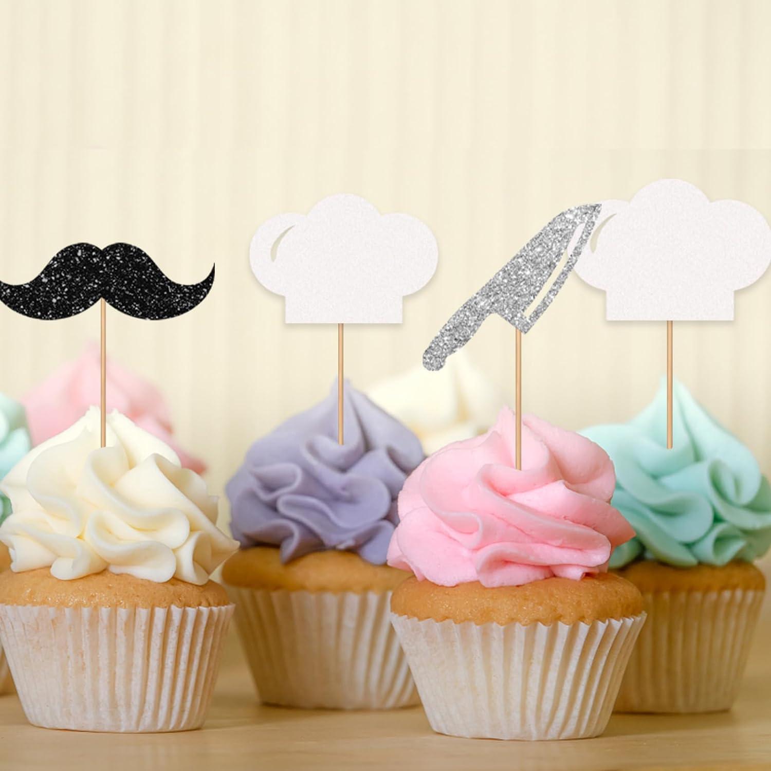 24pcs Chef Cupcake Toppers Cooking Themed Baby Shower Cupcake Decor ...