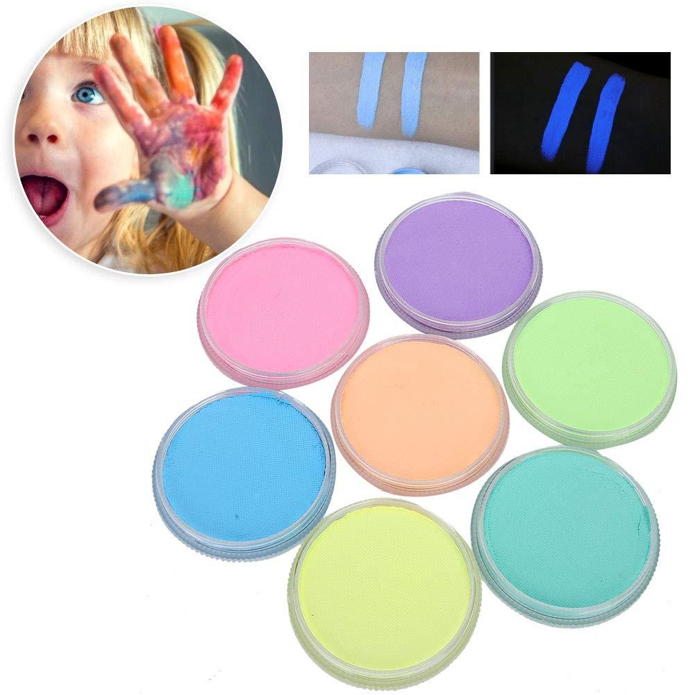 7 Fluorescent Color UV Body Painting Set - DIY Washable Face & Body ...