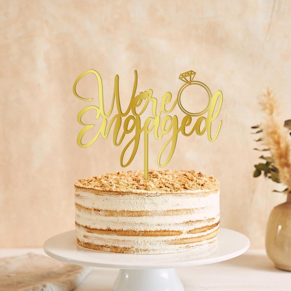 AROKIPPRY We're Engaged Cake Topper for Engagement Party Decorations ...