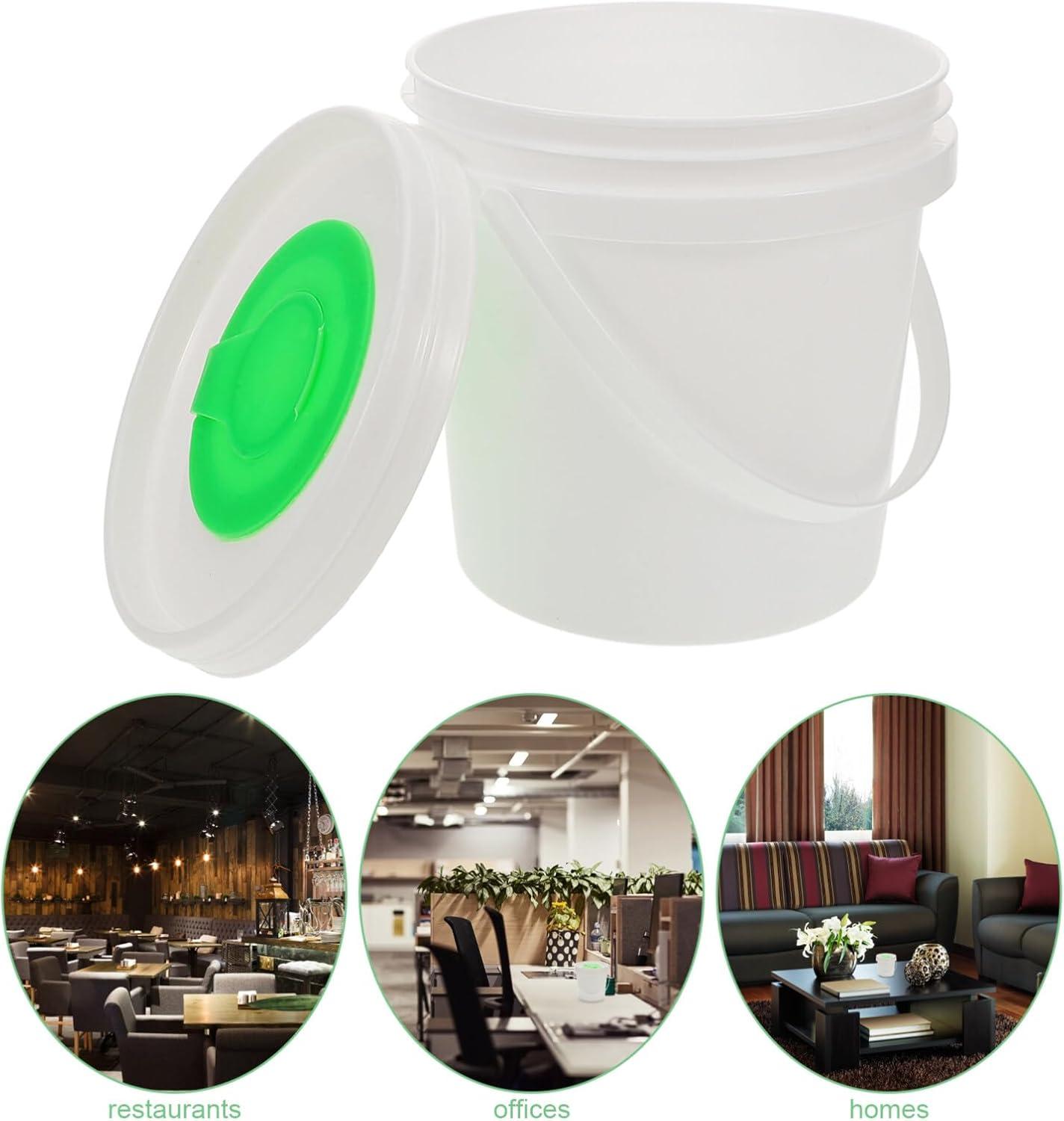 Veemoon 1-Liter White Plastic Bucket with Handle & Cover - All-Purpose ...