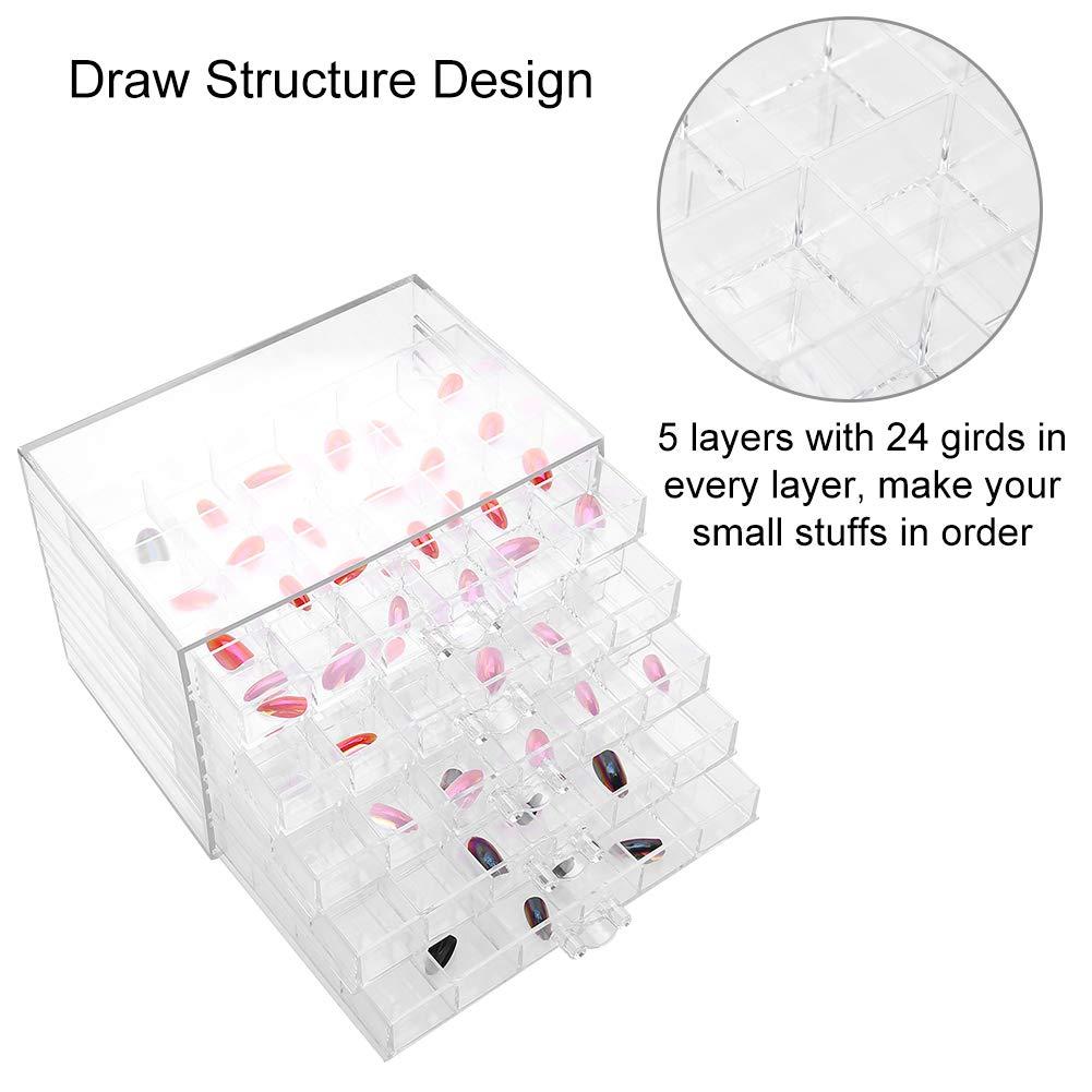 Storage Box for Nail Art - 120 Grids Transparent Organizer for ...