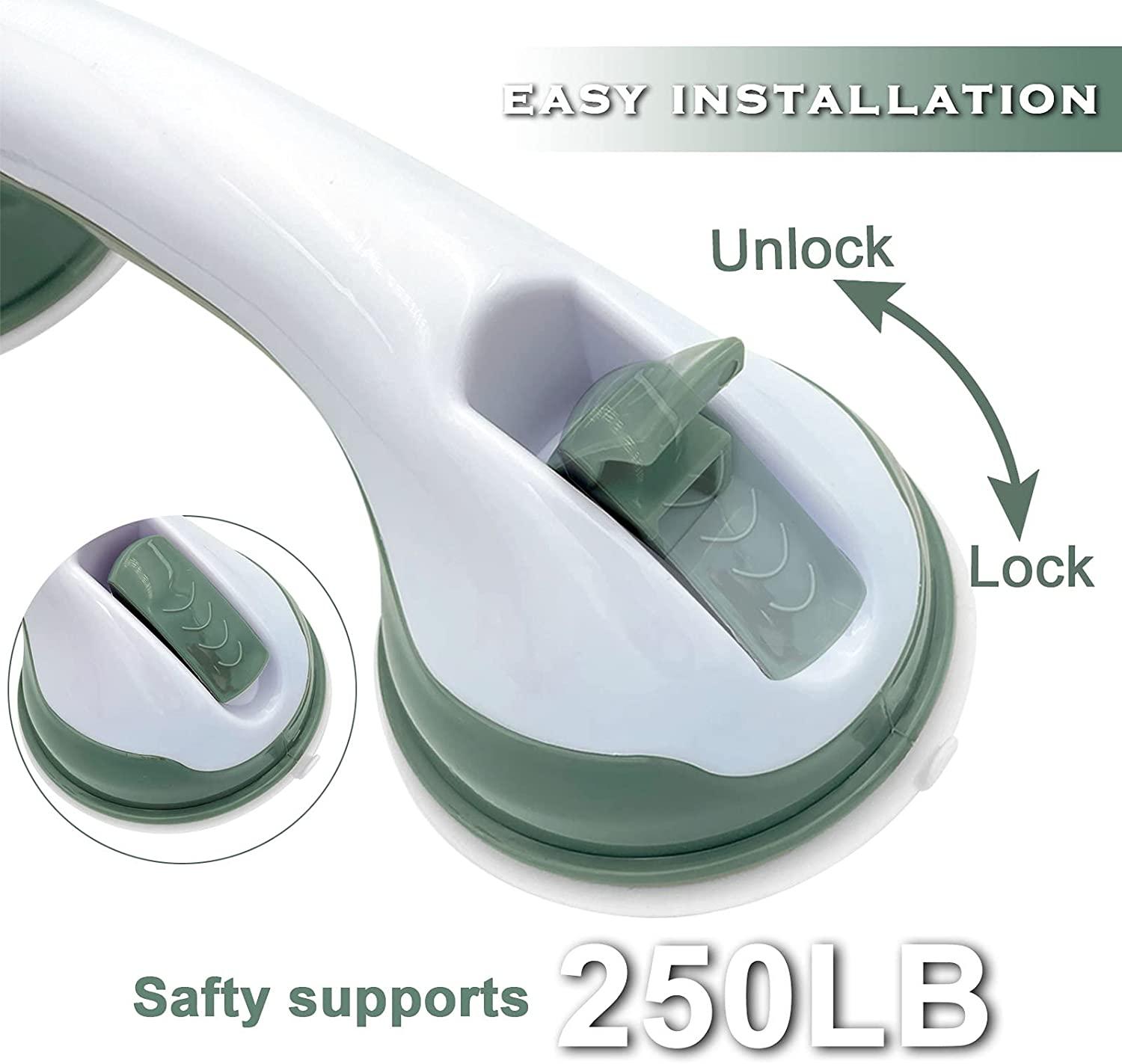 2 Pack 12 inch Shower Handle Grab Bars with Strong Suction Cups ...