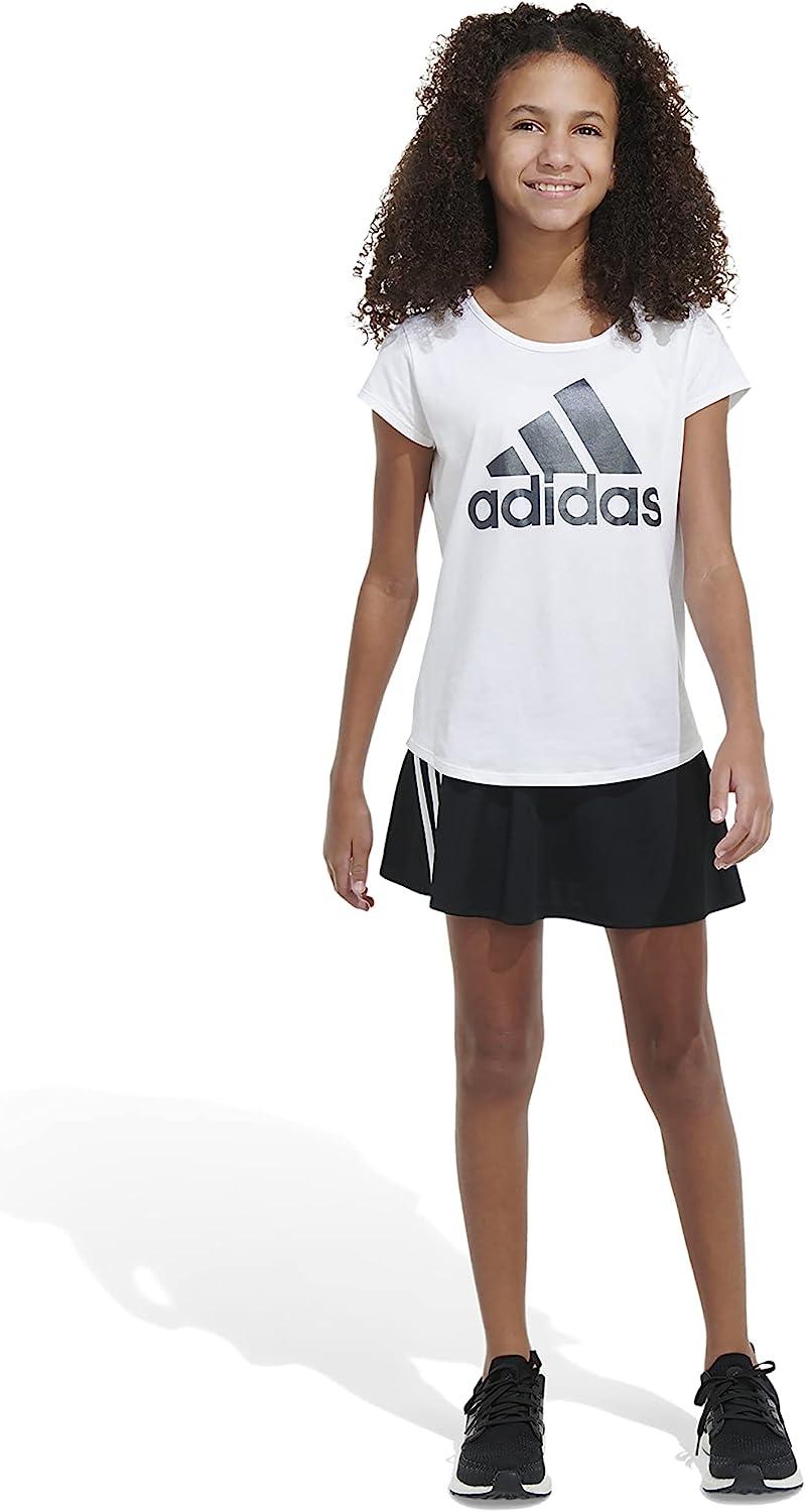 adidas Girls' 3-Stripe Classic Active Sporty Skort 7-8 - Black ...