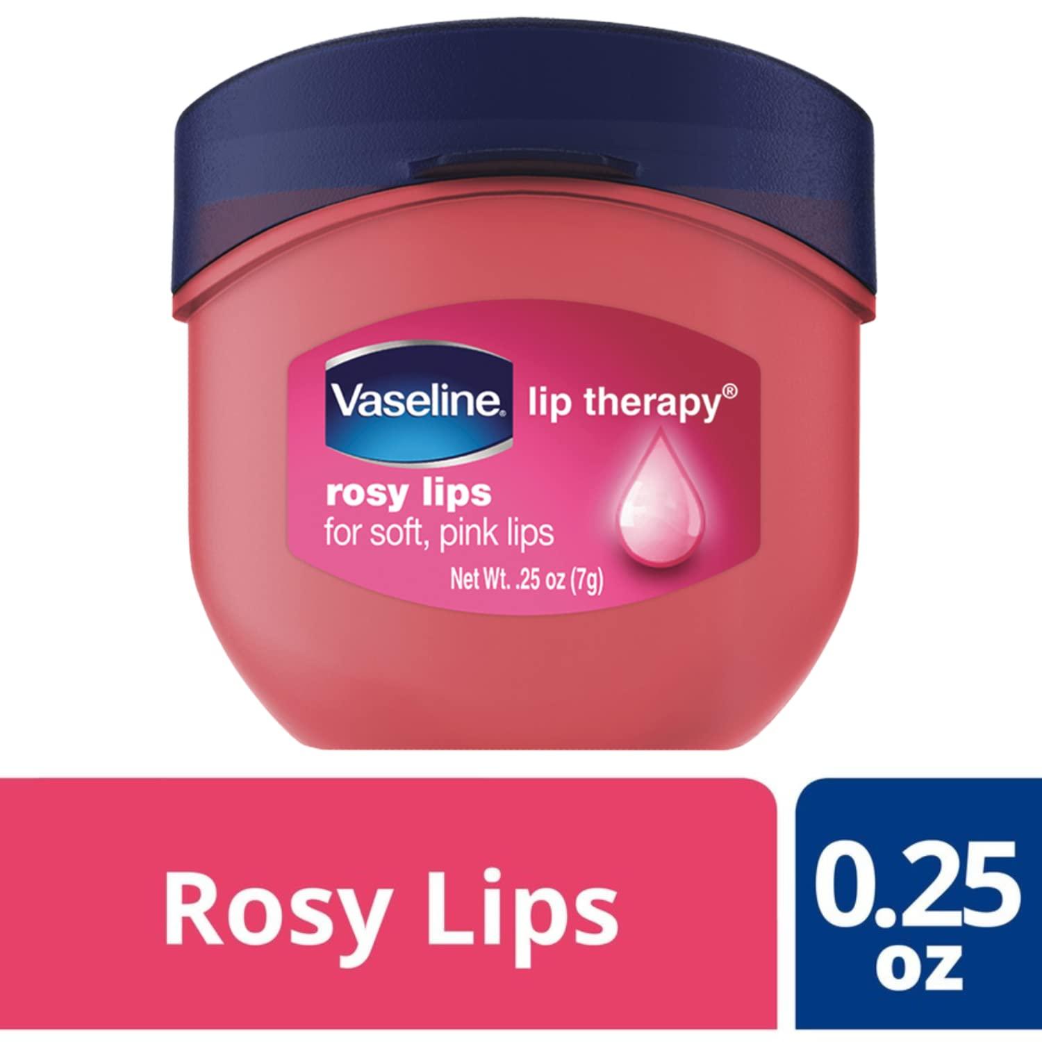 Vaseline Rosy Lips Lip Therapy Mini 6-Pack - Petroleum Jelly with Light ...