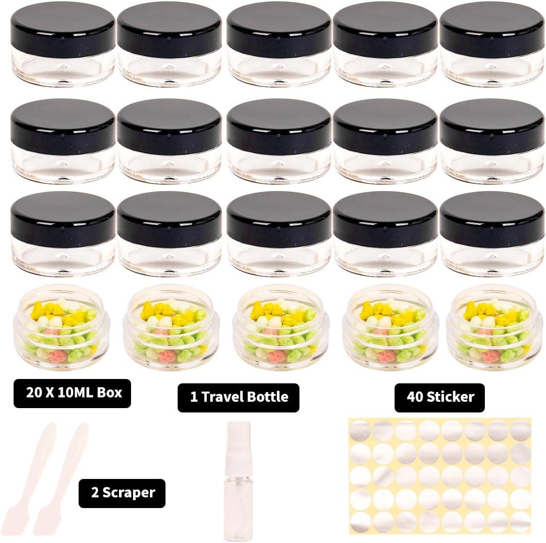 20 Pcs Empty Plastic Cosmetic Jars 10ml Sample Containers Pots Bottles ...