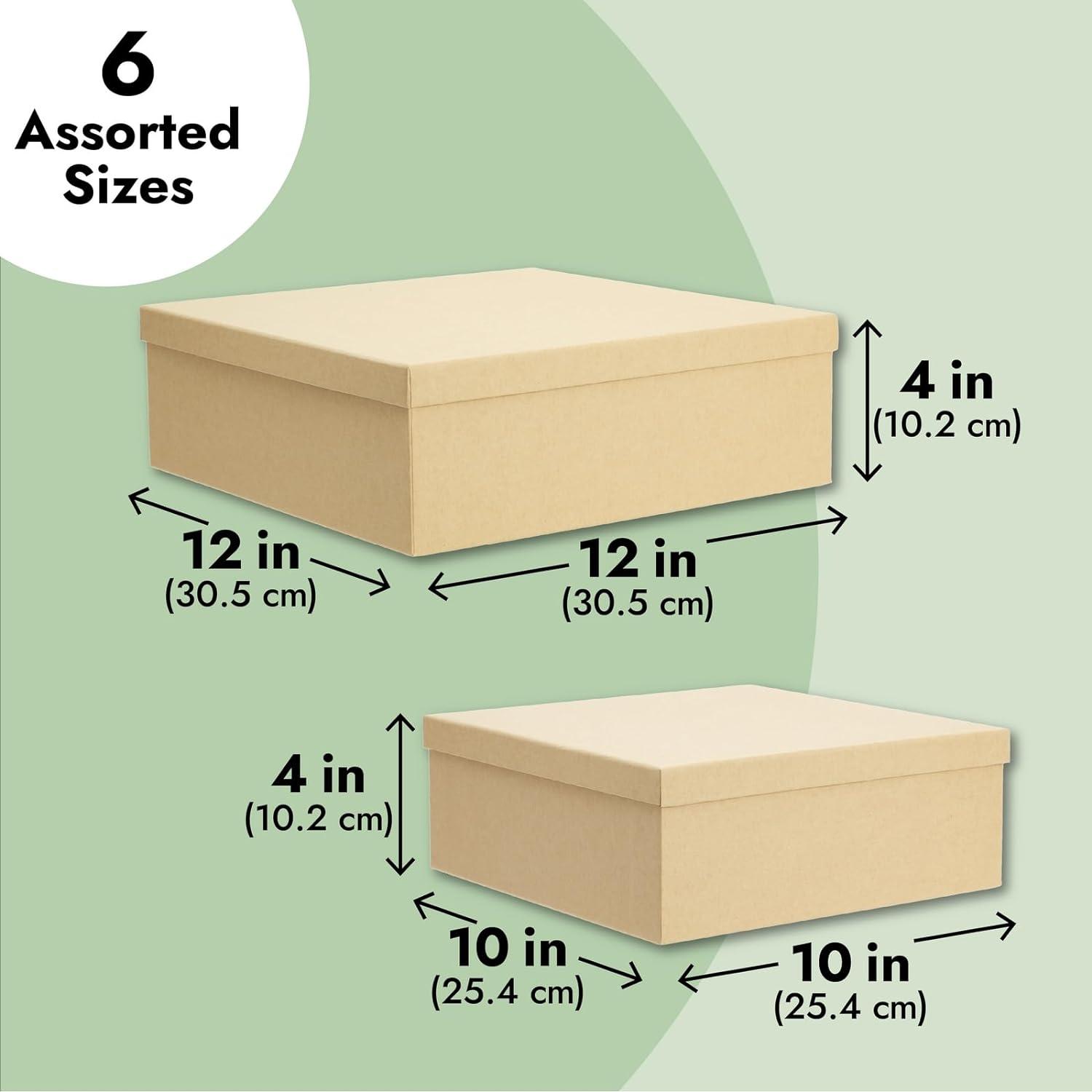 6-Pack Decorative Nested Gift Boxes with Lids - Assorted Sizes, Square ...