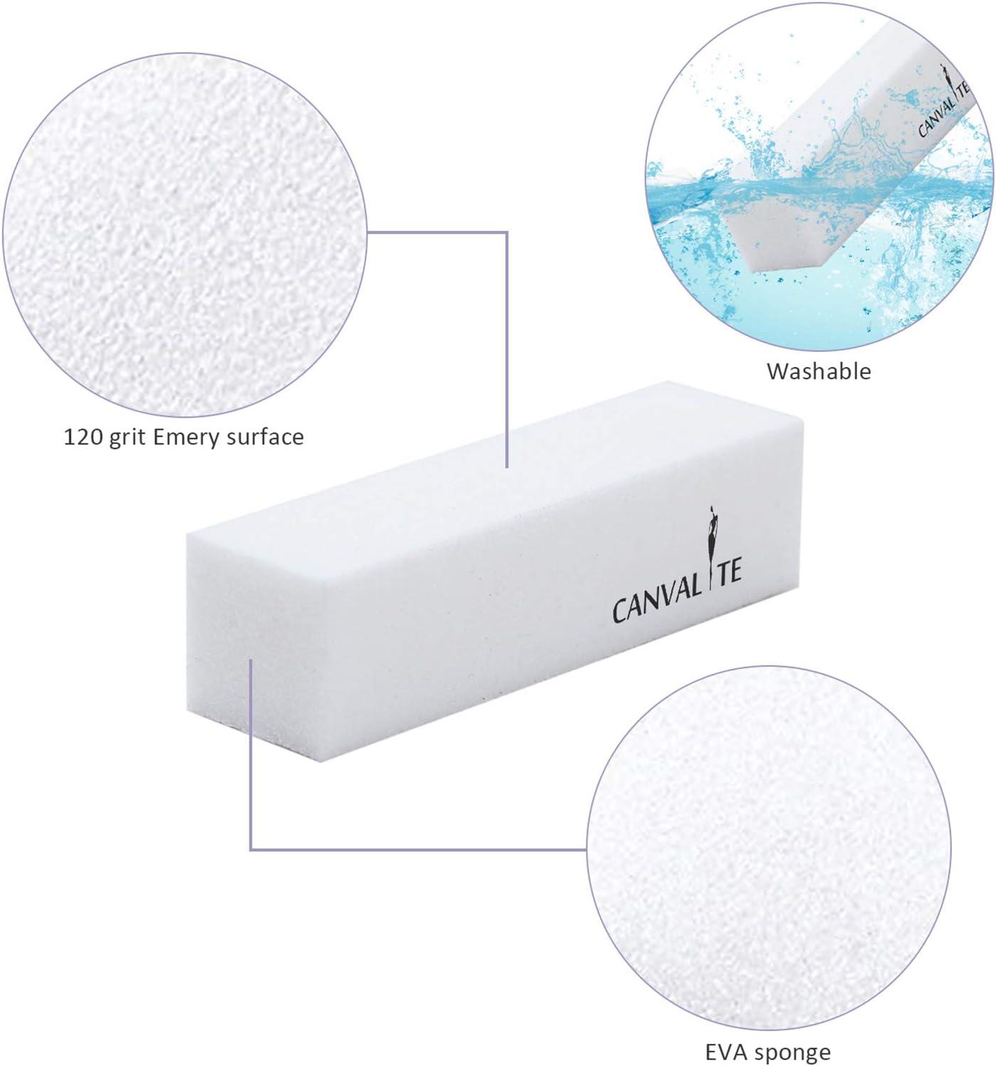 Canvalite 10Pcs White Nail Buffer Block with Nail Brush - 120 Grit ...