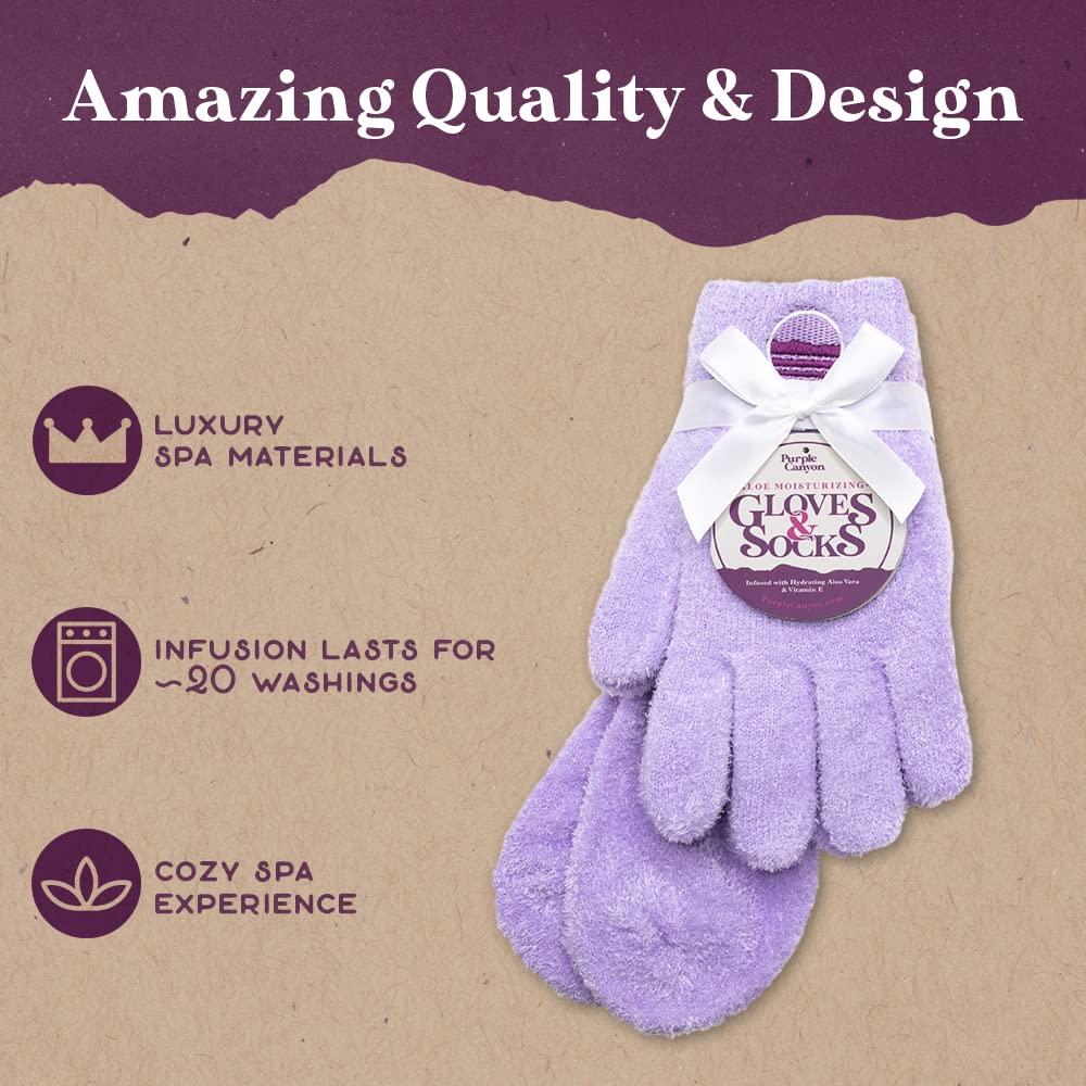 Purple Canyon Aloe Spa Sock and Glove Set | Overnight Moisturizing for Women and Men | Lavender ...