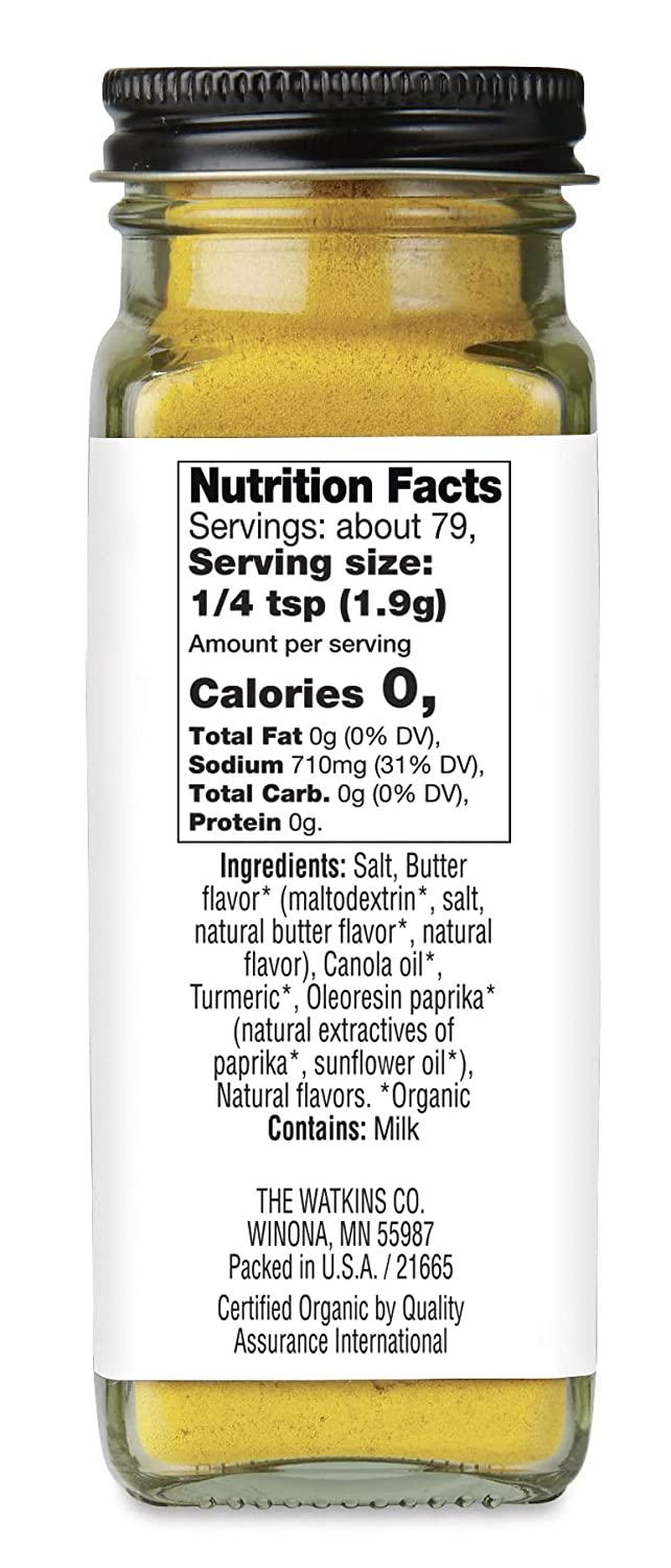 Watkins Gourmet Organic Butter Salt Popcorn Seasoning 5.3 oz - Yellow ...