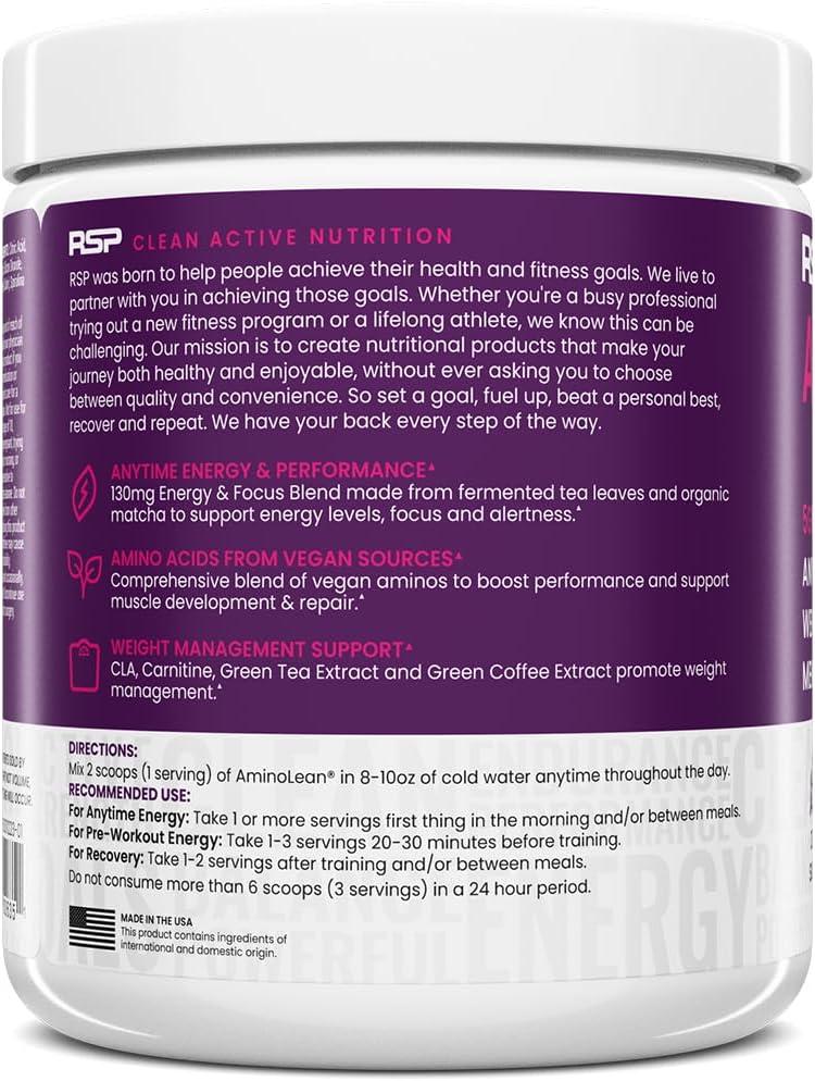 RSP Nutrition AminoLean Pre Workout Powder - Blackberry Pomegranate ...