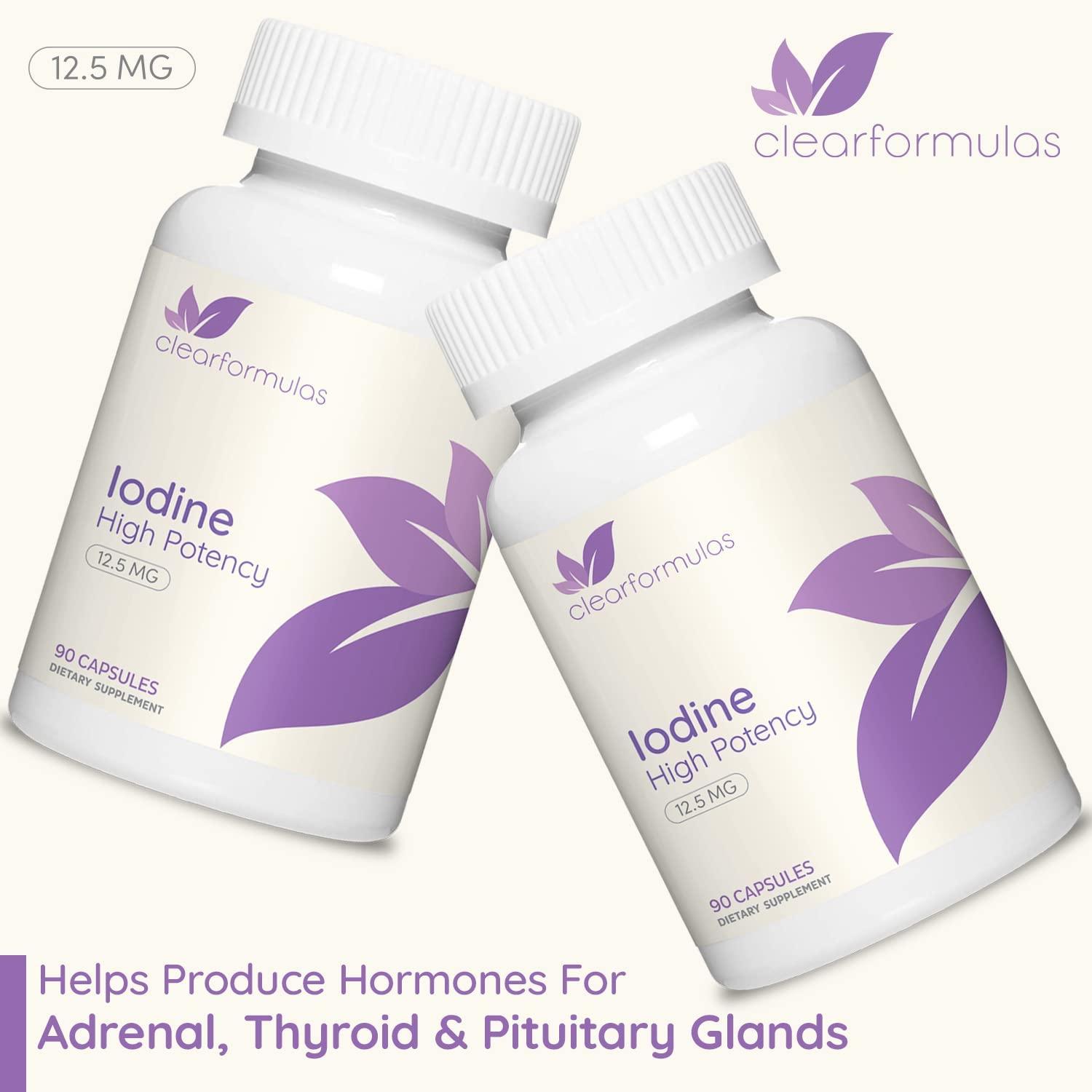 ClearFormulas Iodine 12.5mg - High Potency Supplement for Thyroid ...