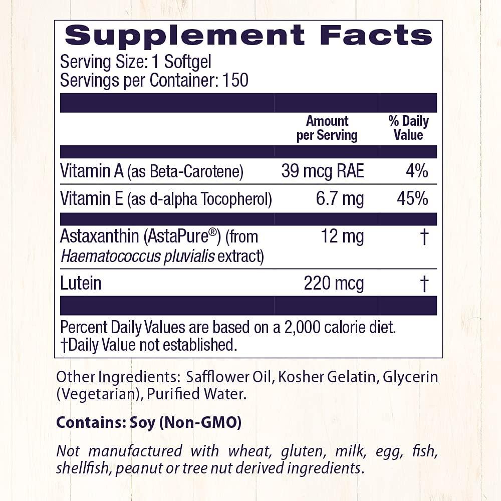 Healthy Origins Astaxanthin 12 mg (AstaPure) 150 Softgels - 150 Count ...