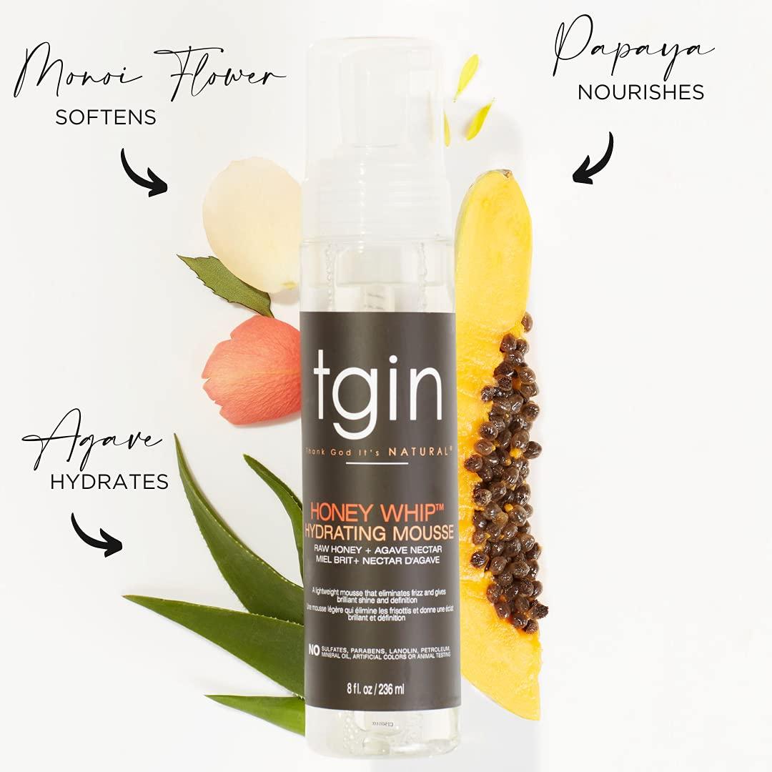 tgin Honey Whip Hydrating Mousse 8oz - Ideal for Natural, Dry, Curly ...