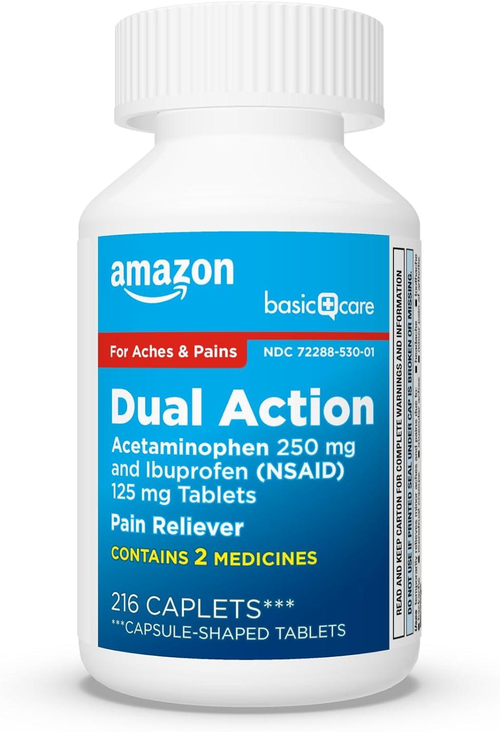 Shop Amazon Basic Care Dual Action Acetaminophen & Ibuprofen Tablets ...