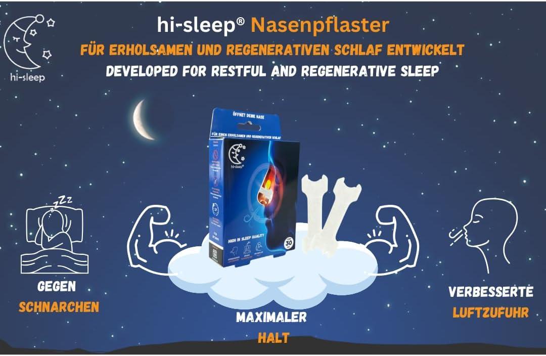 Hi-Sleep 30 Premium Nose Plaster Nasal Stripes - Stop Snoring Breathe Better Sleep Calmly ...