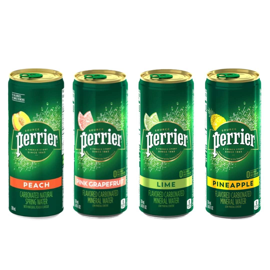 Perrier Flavored Carbonated Mineral Water Variety Pack - 12 Count - 11.15 Fl oz Cans - By Obanic ...
