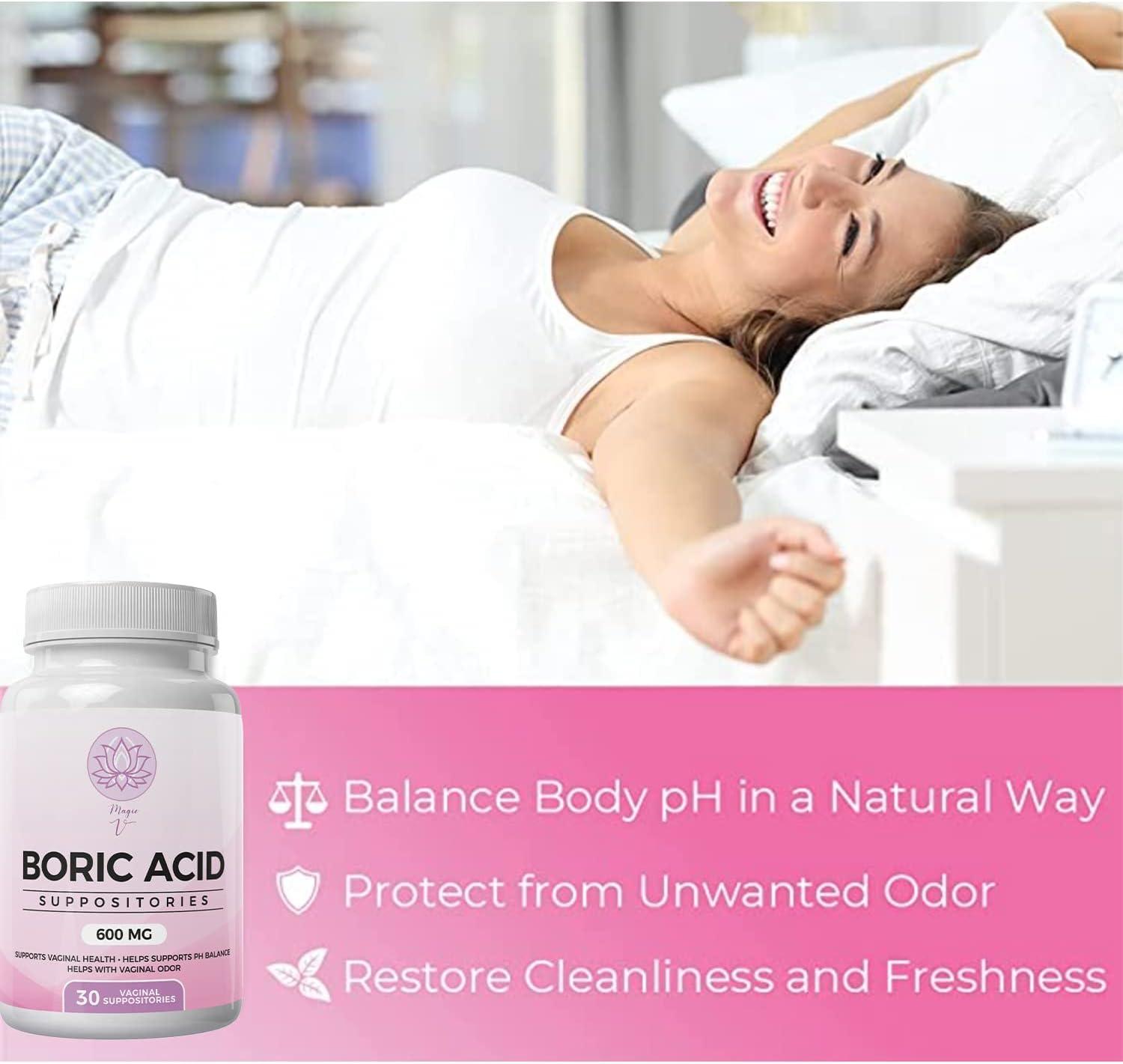 Magic V Boric Acid Suppositories 600mg - 30 Count | Optimal pH Support ...