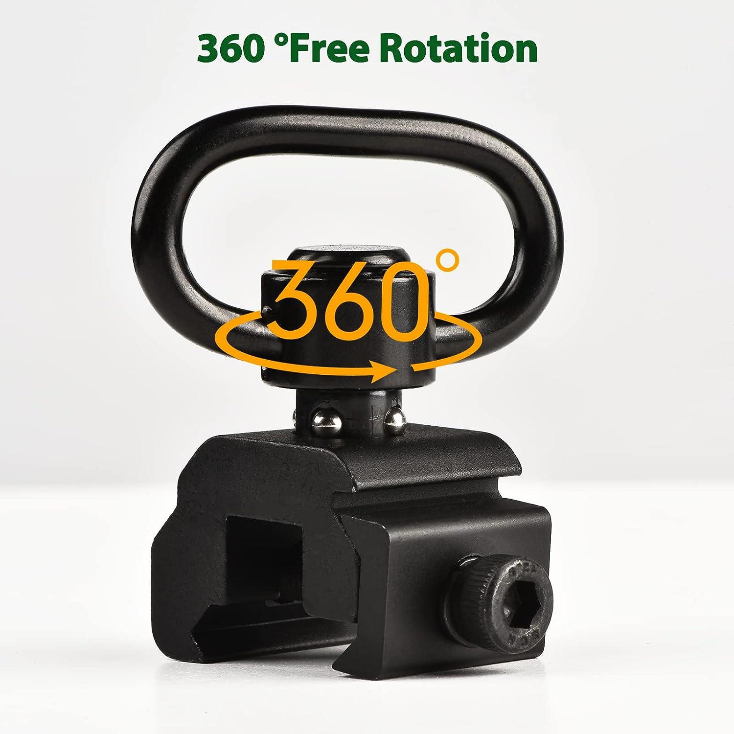 EZshoot Picatinny Sling Mount 2PCS - 360 Rotation Rail Attachment ...