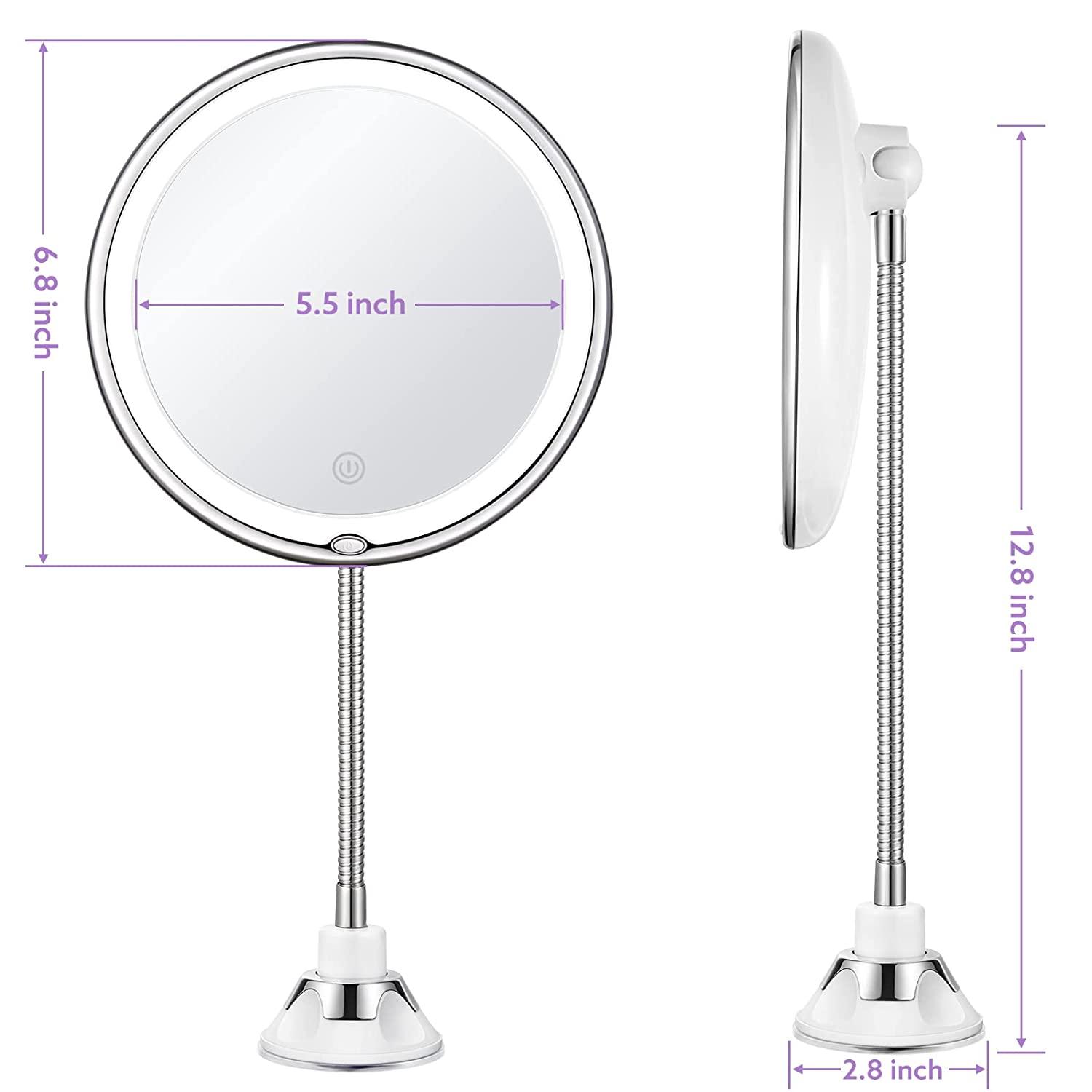 KEDSUM 10X Magnifying Lighted Makeup Mirror - Suction Cup, 3 Colors ...