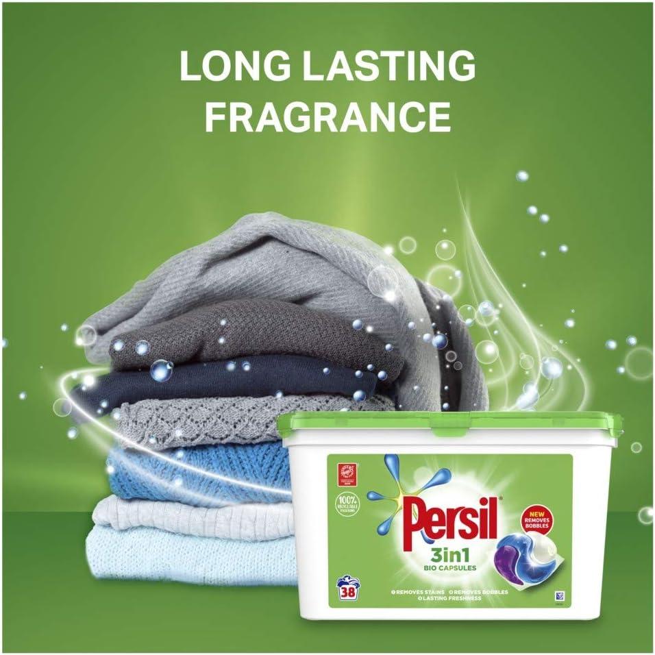 Persil Bio 3 in 1 Laundry Detergent Pods Mega Refill Pack - 38 Wash ...