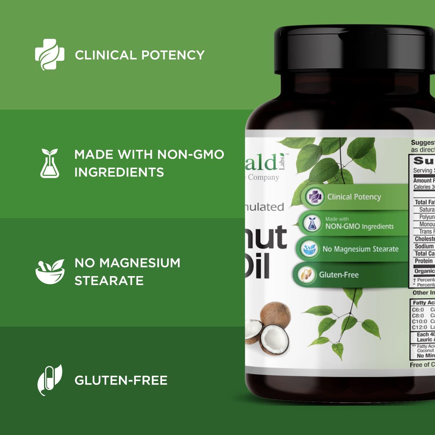 Emerald Labs Coconut Oil Softgels - 100% Pure Extra Virgin Coconut Oil ...