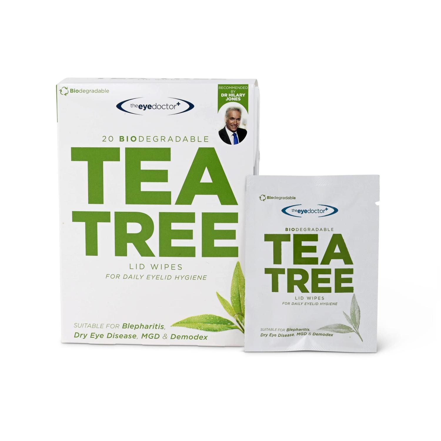 The Eye Doctor Tea Tree Eyelid Wipes - 40 Cleansing Lid Wipes for Dry ...