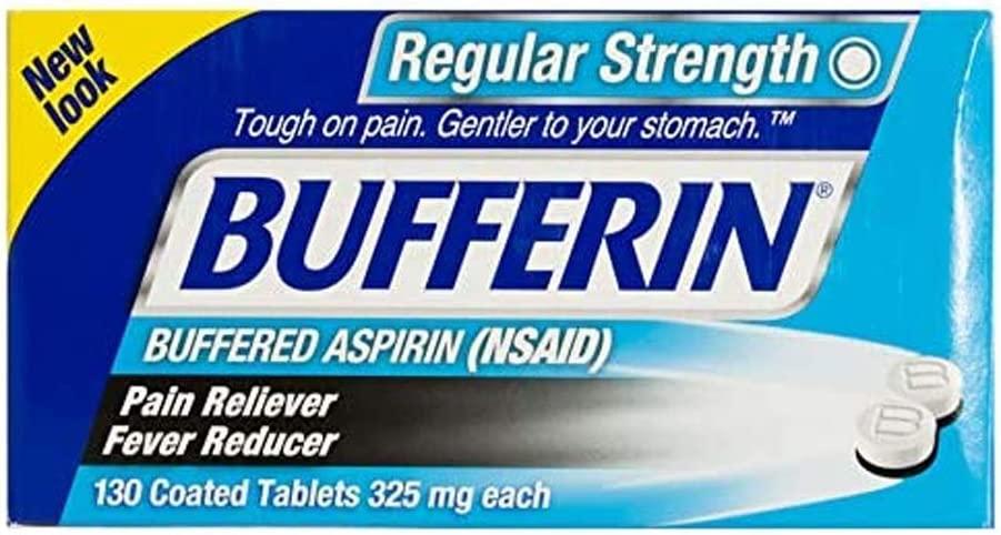 Bufferin Buffered Aspirin Tablets 130 ct (Pack of 3) - Pain Reliever ...
