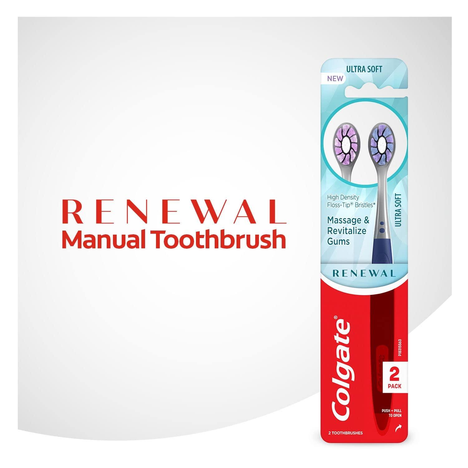 Colgate Renewal Manual Toothbrushes - Extra Soft 2 Pack for Gums ...