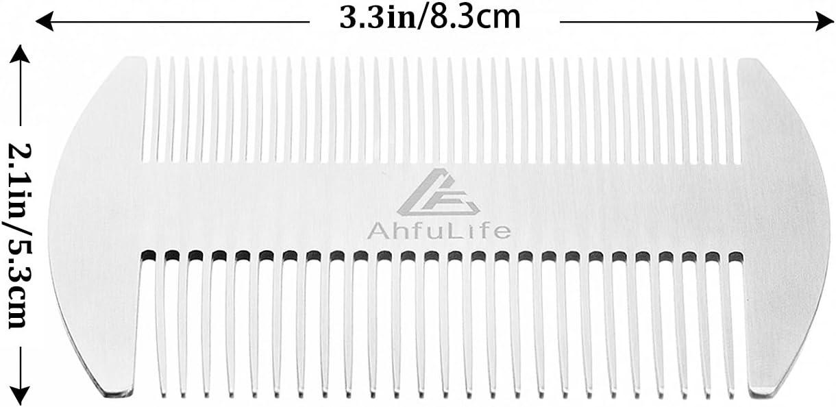 AhfuLife Metal Hair&Beard Comb - EDC Credit Card Size, Anti-Static Dual ...