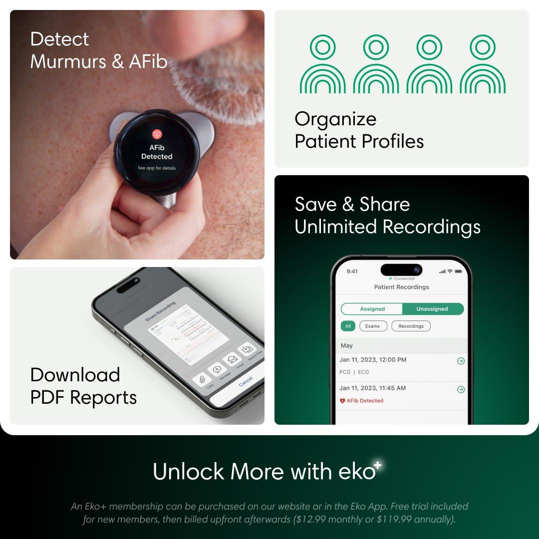 Eko CORE 500 Digital Stethoscope - Advanced TrueSound Audio 3-Lead ECG ...