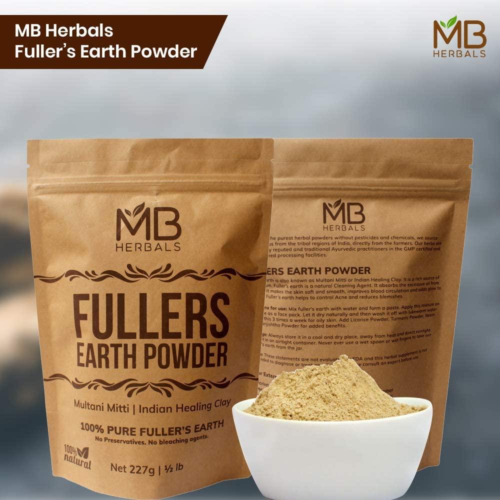 MB Herbals Fullers Earth Powder 227g - Indian Healing Clay for Natural ...