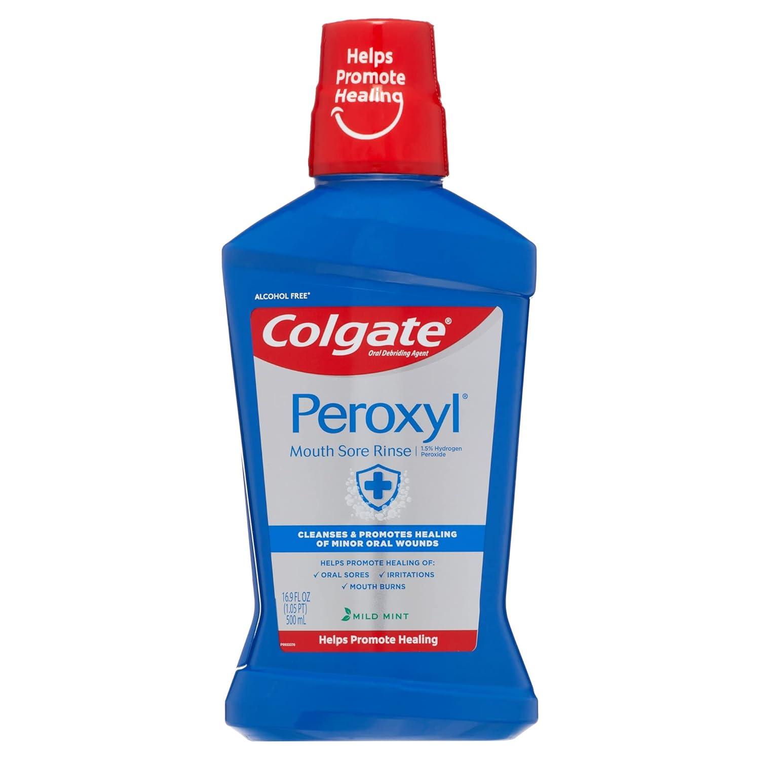 Colgate Peroxyl Mouth Sore Rinse Mild Mint 16.9 oz - Pack of 2 ...