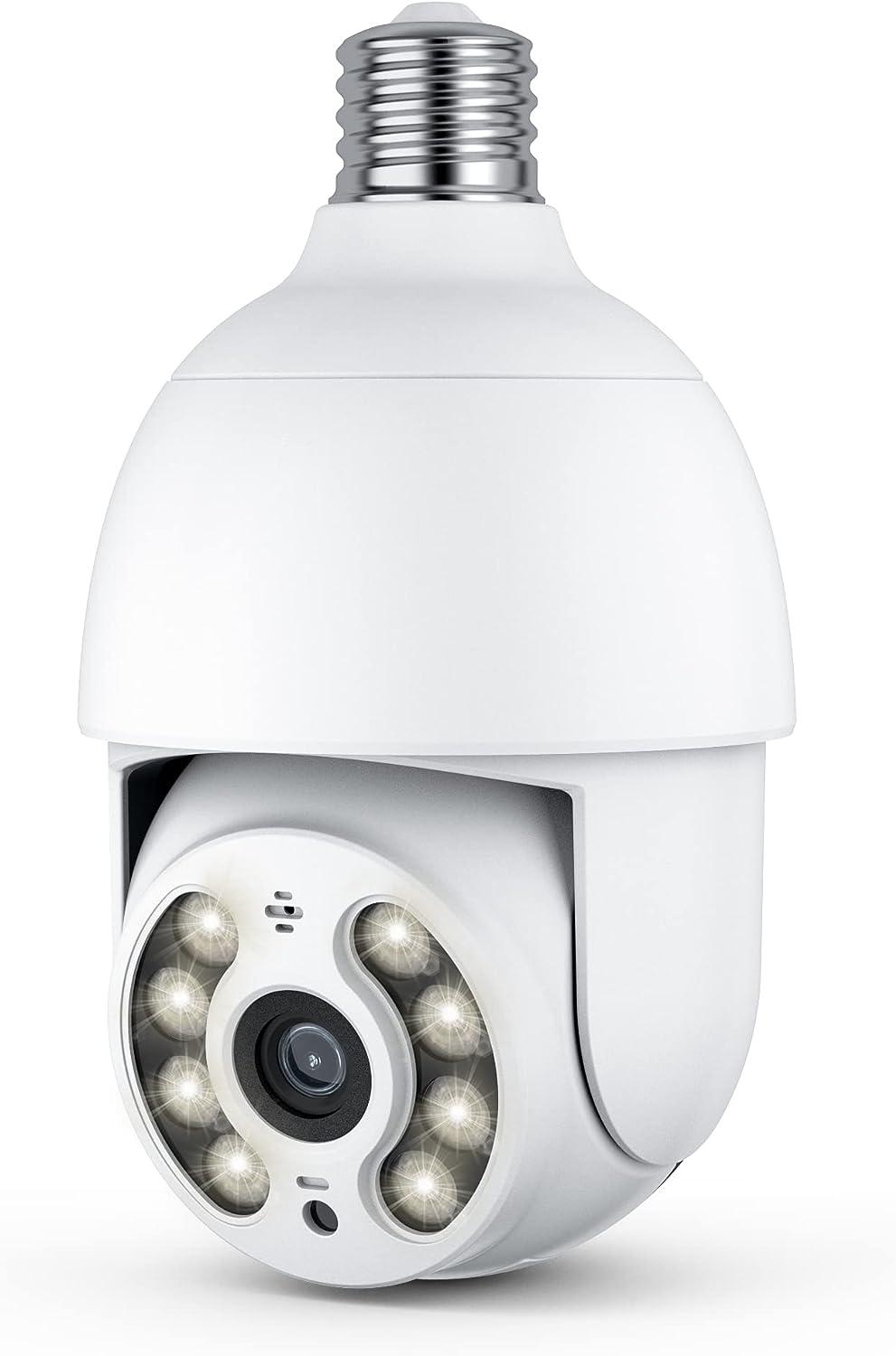 DocSmart 2K Outdoor Wireless Light Bulb Security Camera with 360Pan ...