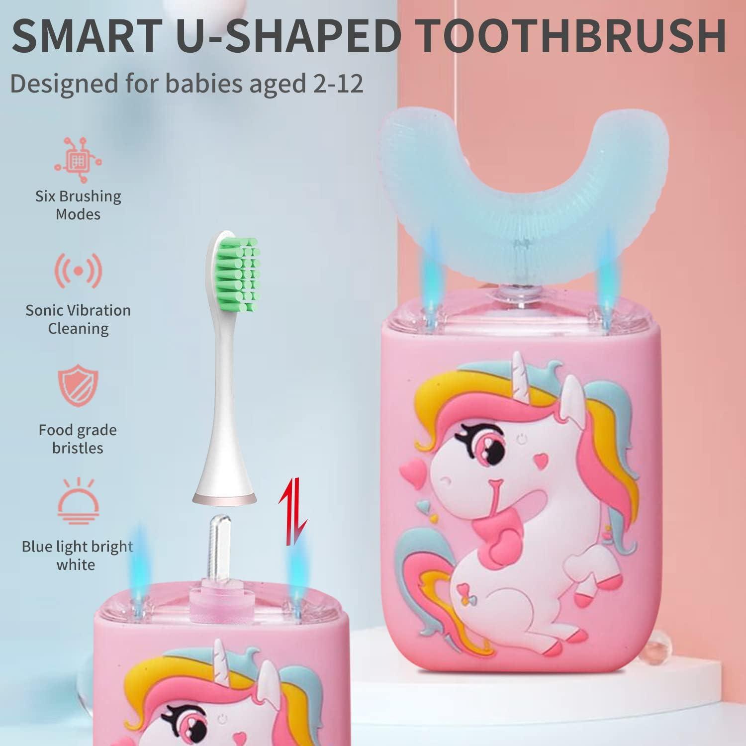 RZM Kids Automatic Sonic Toothbrush Set - 2 U-Shaped & 1 Regular Brush ...