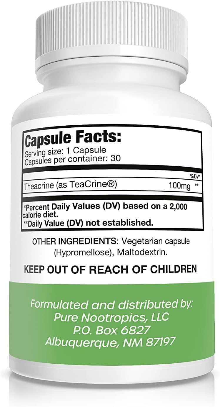 Theacrine 100mg Veg Capsules - Non Habit Forming Energy Supplement ...